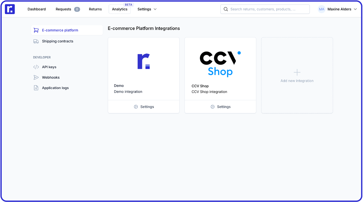 Returns process for CCV Shop | Returnless