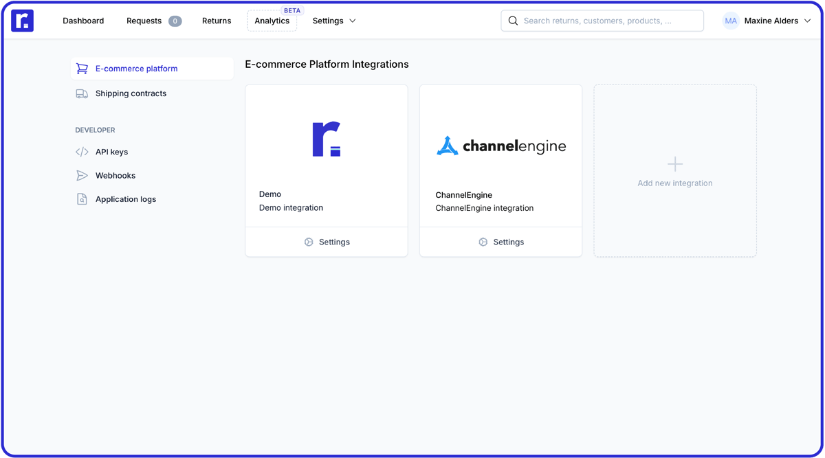 Returns process for ChannelEngine | Returnless
