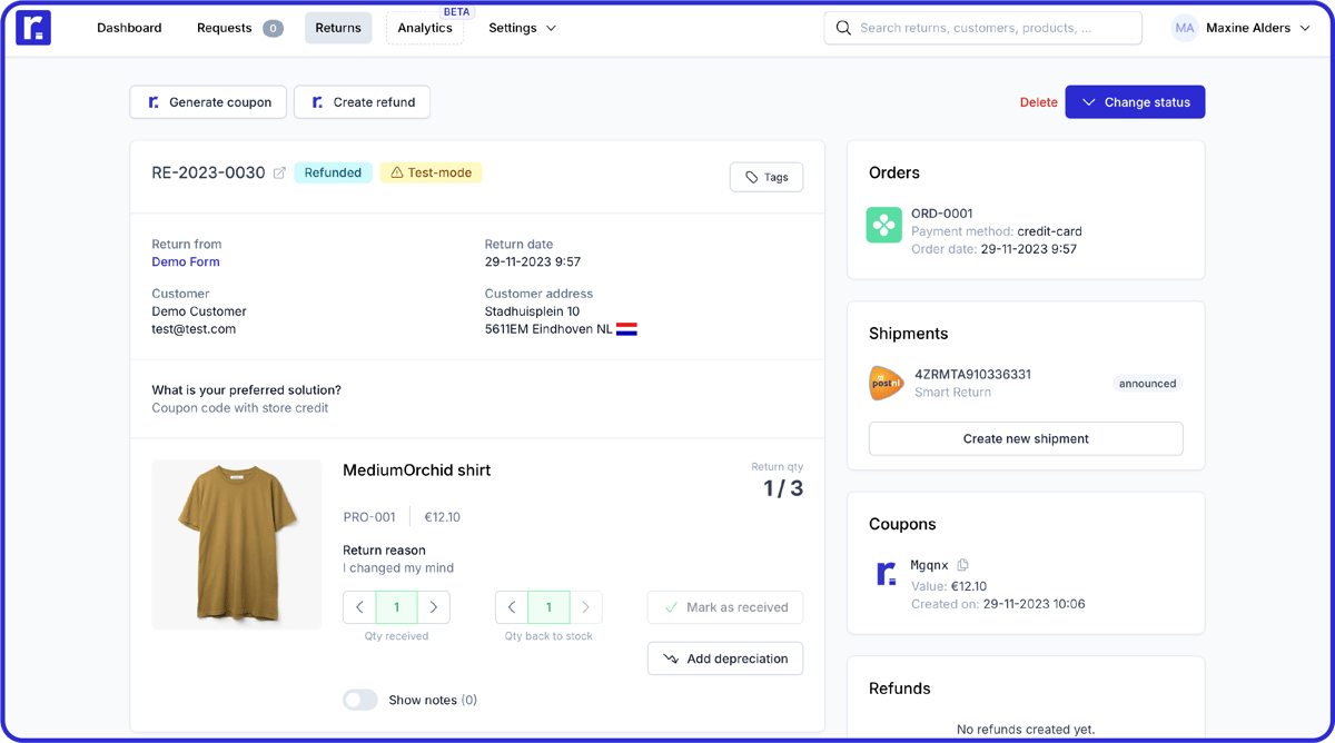 Returns process for Retail Suite by ACA | Returnless